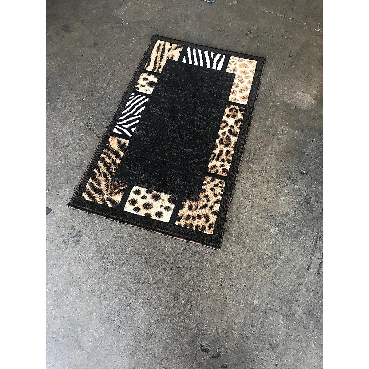Masada Rugs Animal Skin Leopard Border Door Mat Rug Black Design 73 Skinz (2 Feet X 3 Feet 4 Inch