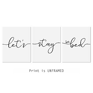 Let's Stay In Bed Quote Prints Minimalist Wall Decor Bedroom Wall Art Above Bed Art Prints Bedroom Decor Set of 3 UNFRAMED 11X14INCH