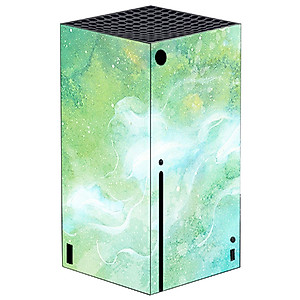 PlayVital Blue Green Watercolour Custom Vinyl Skins for Xbox Series X, Wrap Decal Cover Stickers for Xbox Series X Console Controller