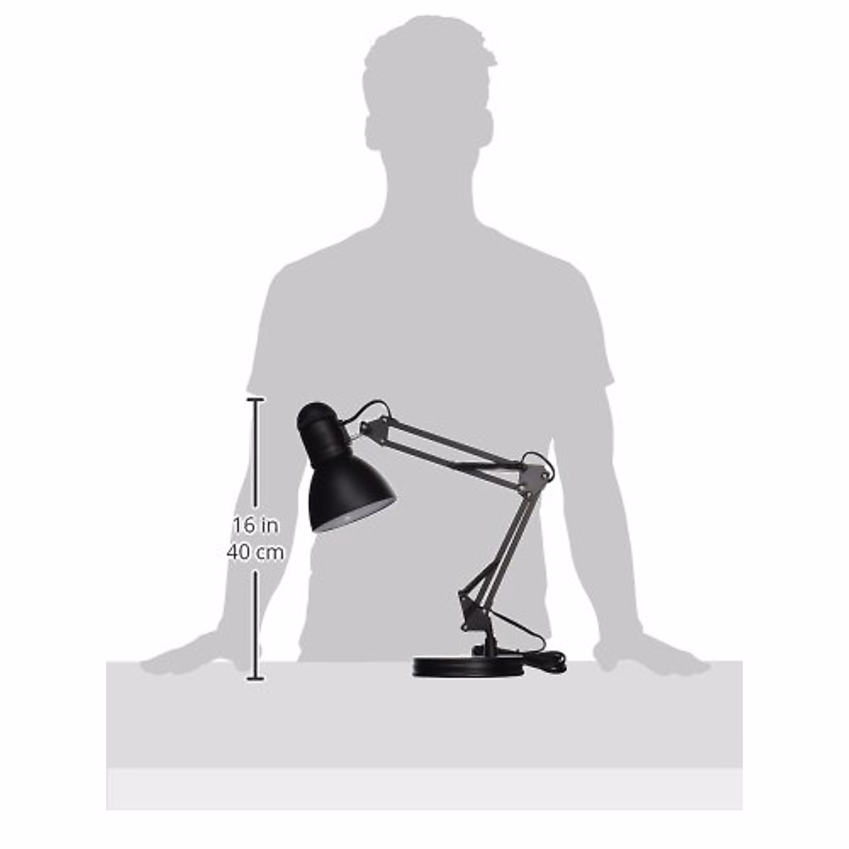 Boston Harbor TL-WK-134E-BK-3L Swing Arm Adjustable Desk Lamp, 60 W, A19, Black