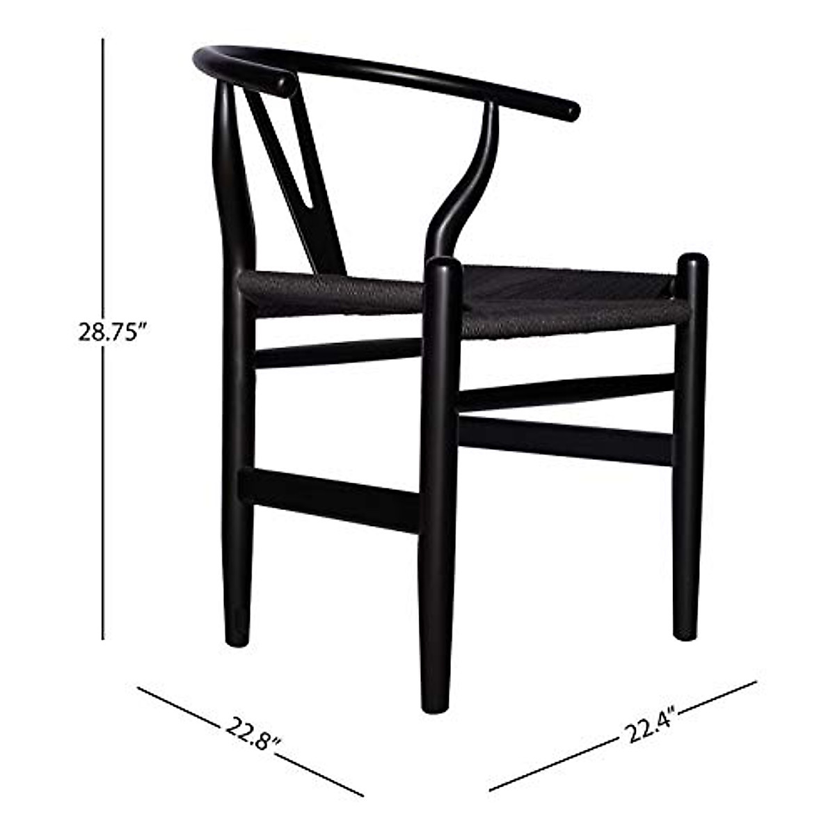 Amazon Brand - Stone & Beam Classic Wishbone Dining Chair, 22.4"W, Black / Black