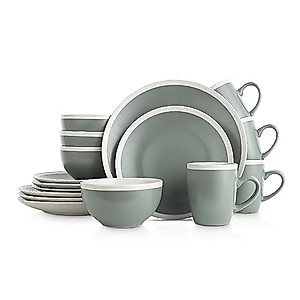 TBGFPO 16-Piece Round Dinnerware Cream Dinner Set Everyday Use Dinner Set Dishes Round Plates Tableware Sets