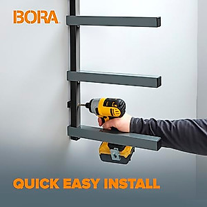 Bora Portamate Wood Organizer and Lumber Storage Metal Rack with 6-Level Wall Mount – Indoor and Outdoor Use, BR-006B, Black