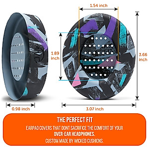 WC SweatZ Protective Earpad Covers Made by WC | Fits Beats Studio 3 & 2 (Does Not Fit Beats Solo) / Bose QC35 & 35II / Bose 700 & More | Sweatproof & Easily Washable | 90's Black