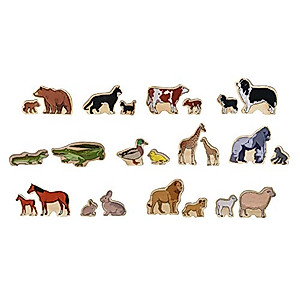 THE FRECKLED FROG FF436 Animal Families - Set of 24 - Ages 12m+ - Matching Game with Animal Fathers, Mothers and Babies - Wooden Animal Blocks for Toddlers - Double-Sided