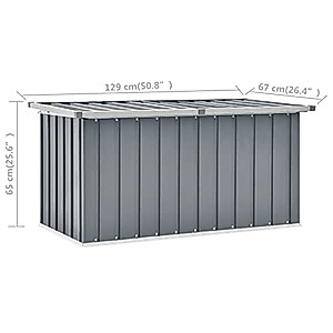 YEZIYIYFOB Outdoor Garden Storage 148.6 gal Deck Box Metal Steel Patio Storage Chest Container Storage Organizer Cabinet for Patio, Lawn, Backyard, 50.8"x26.4"x25.6" Outdoor Gray