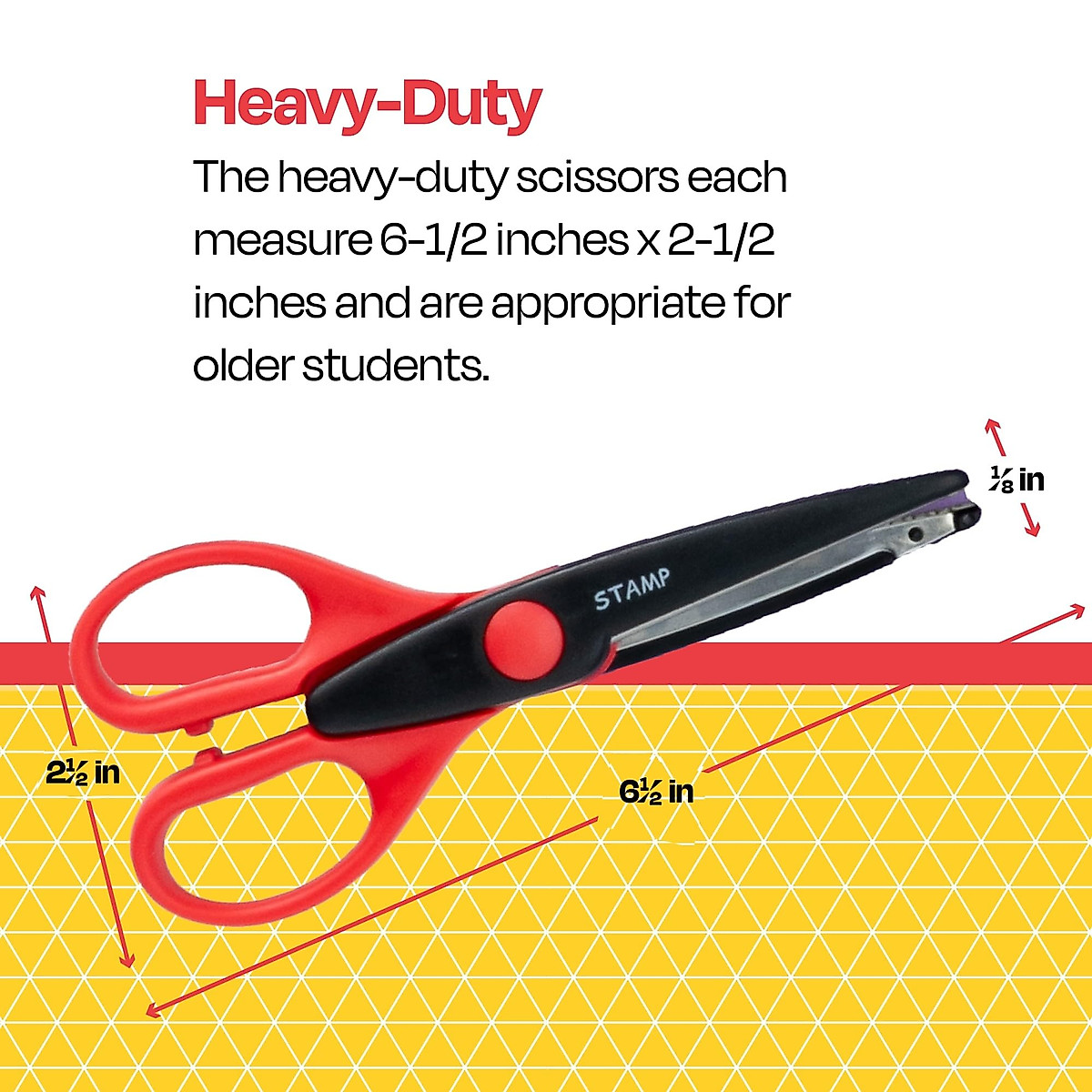 School Smart Paper Edger Scissors, 6-1/2 x 2-1/2 Inches, Assorted Colors, Set of 12