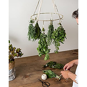 HIKITI Herb Drying Rack - Decorative Herb Drying Rack Hanging - Secured Herb Dryer Hooks - Handmade Macrame Boho Chic - Flower Drying - Herb Hanger - Hanging Drying Rack for Herbs