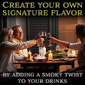 2-in-1 Decanter Set + Whisky and Wine Wooden Smoker - 60 fl oz, Glass Decanter - Scotch, Bourbon, Red Wine Handmade Decanter Set - Gift for Men - Uncommon Gift for Him