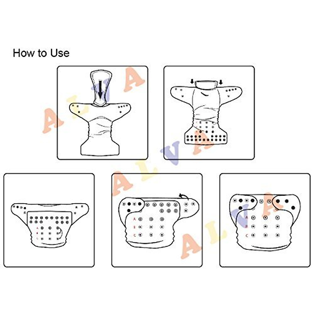 ALVABABY Baby Pocket Newborn for Less Than 12pounds Baby Snaps Cloth Diapers Nappy 6pcs with 12 Inserts 6SVB05