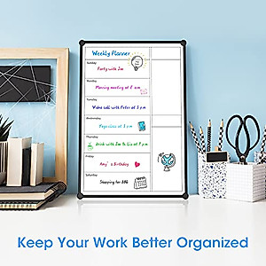 Magnetic Weekly Calendar for Fridge,12×8” Magnetic Fridge Calendar Refrigerator Calendar, Weekly Meal Planner Magnetic, Doubleside, Grocery List, Kitchen Menu Planner Board for Fridge/Locker, 4 Marker