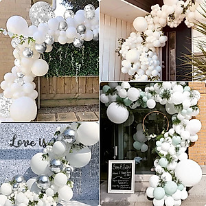 White Balloon Garland Arch Kit, 105Pcs White Balloons Different Sizes, 18 12 10 5Inch Wedding Balloons, for Engagement Birthday Baby Shower Bride Anniversary Gender Reveal Party Decorations