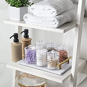 10 Pack Qtip Holder Dispenser for Cotton Ball, Cotton Swab, Cotton Round Pads, Floss - 10 oz Clear Plastic Apothecary Jar Set for Bathroom Canister Storage Organization, Vanity Makeup Organizer