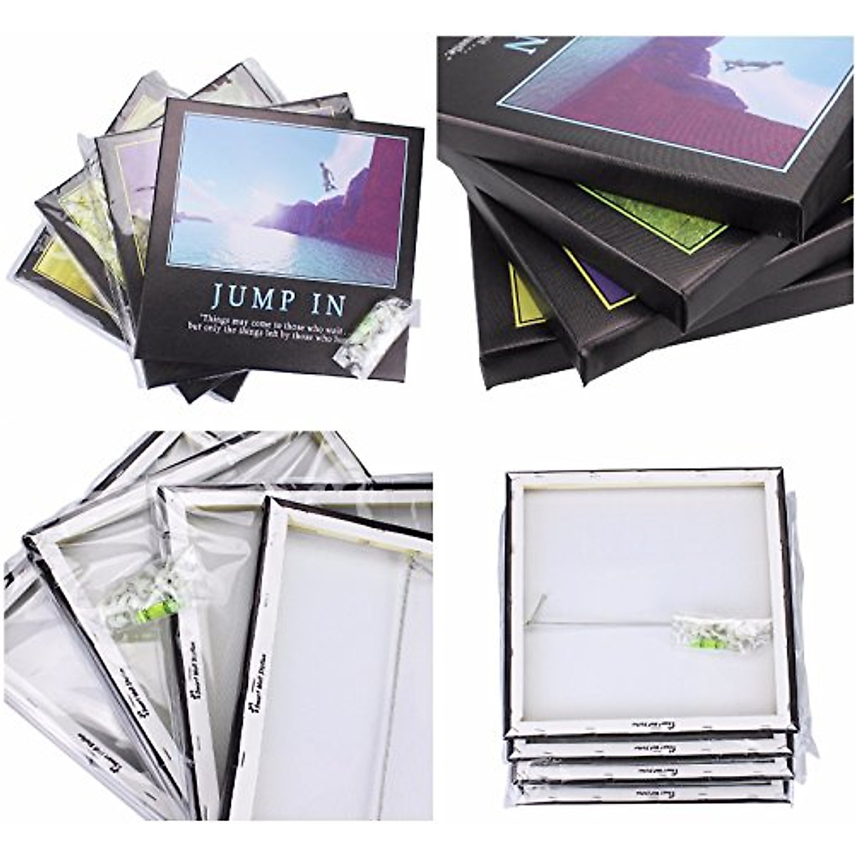 4Pcs 12x12 Canvas Wood Stretched Zen Stone Garden Rocks Spa Bamboo Fountain Japan Yoga Theme Pink Frame Landscape Abstract Modern Art For Home Room Office Wall Print Decor 12x12" inch (30x30cm