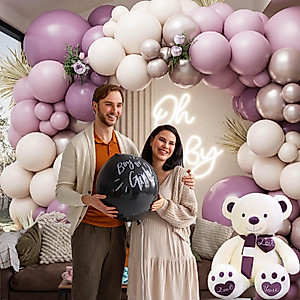 155pcs Boho Dusty Purple Lavender Sand White and Gold Balloon Garland Arch Kit, Boho Gender Reveal Wedding Birthday Bachelor Bridal Baby Shower Balloons Balloon Garland Arch Kit Party Decorations