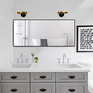 NUTTUTO Full Length Floor Mirror with Black Aluminum Alloy Frame, 64"x21"