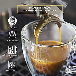 Dragon Glassware Espresso Cups, Clear Glass Double Wall Insulated Coffee Cups, Keeps Beverages Hot or Cold Longer, 6oz, Set of 2