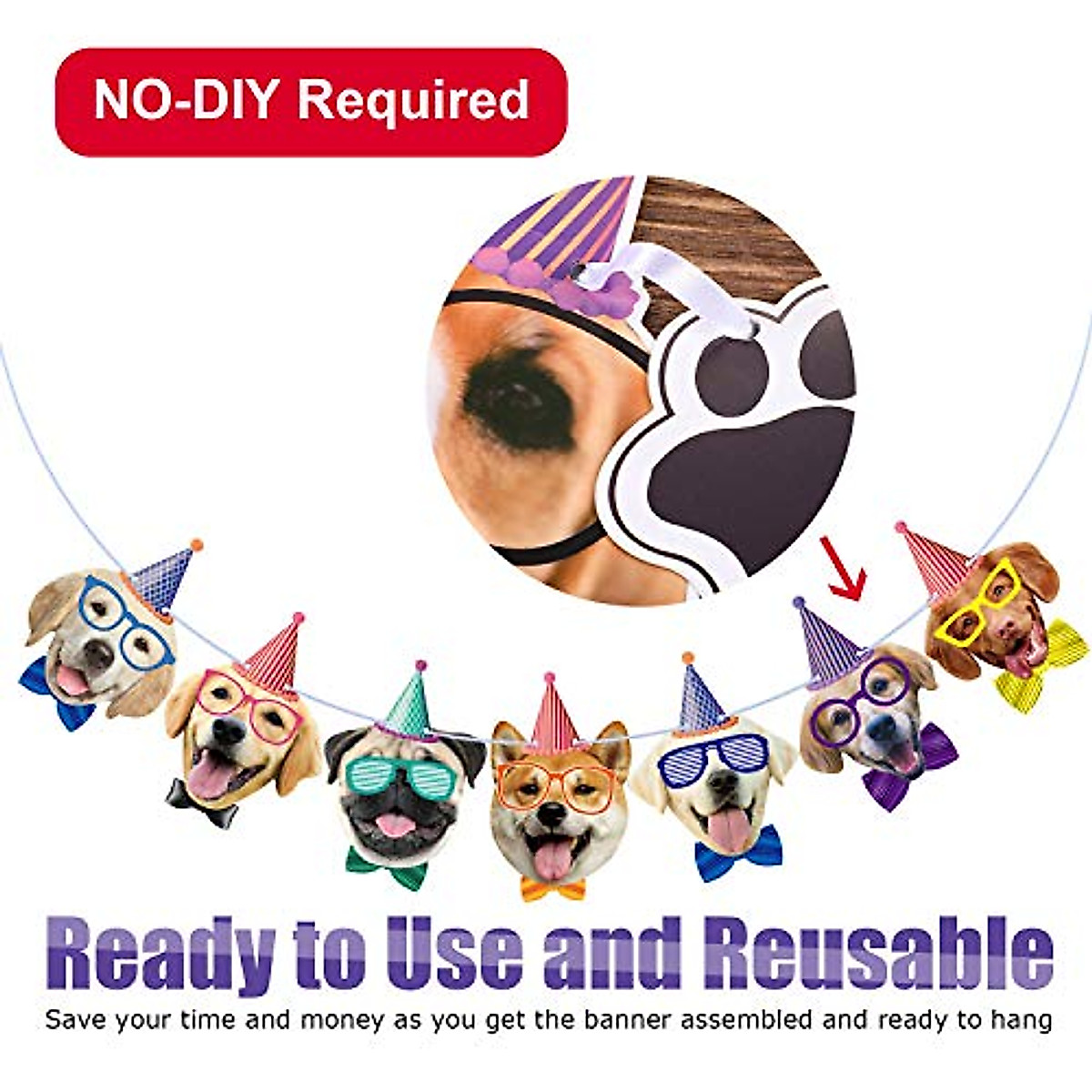 Dog Birthday Banner Birthday Garland Dog Theme Party Bunting Decoration Baby Shower Party Supplies (Dog)