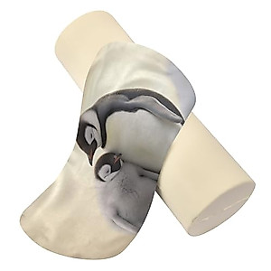 xigua Winter Penguin Neck Roll Pillow for Neck Relief with Removable Washable Cover - Memory Foam Round Cylinder Bolster, Ergonomically Designed for Head, Neck, Back, and Legs