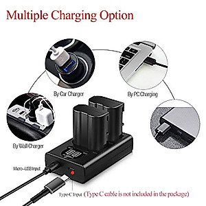 ENEGON EN-EL15 /EL15a/EL15b/EL15c Replacement Battery (2 Pack) and Smart LED Dual Charger Kit for Nikon Z6, Z7,D7500 D7000, D7100, D7200 D500, D600, D610, D750,D780 D800, D810,D850 Digital Cameras