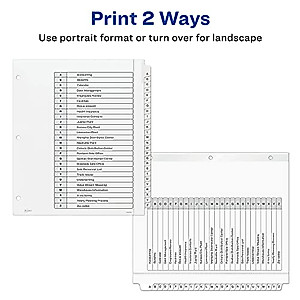 Avery Extra-Wide 26 Tab Dividers for 3 Ring Binders, Customizable Table of Contents, Multicolor Tabs, 1 Set (11166)
