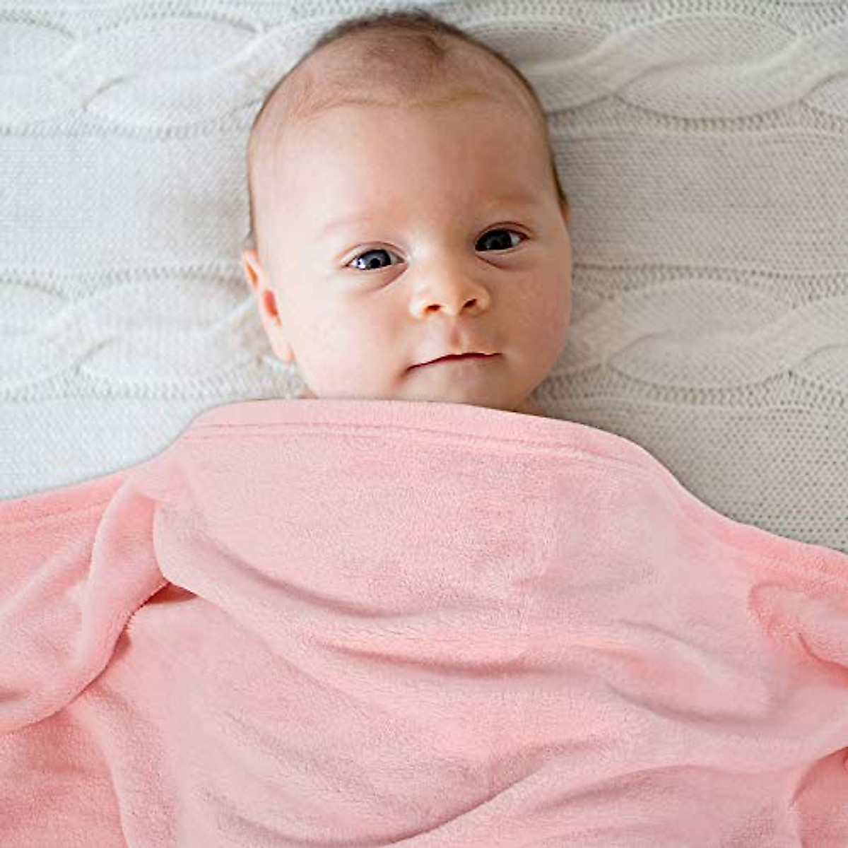EMME Baby Fleece Blanket Fuzzy Blankets for Girls Receiving Blanket for Toddler, Infant and Newborns Warm Cozy Daycare Nursery Blanket for Crib, Stroller, Nap, Outdoor, Decor (Pink, 30"x40")
