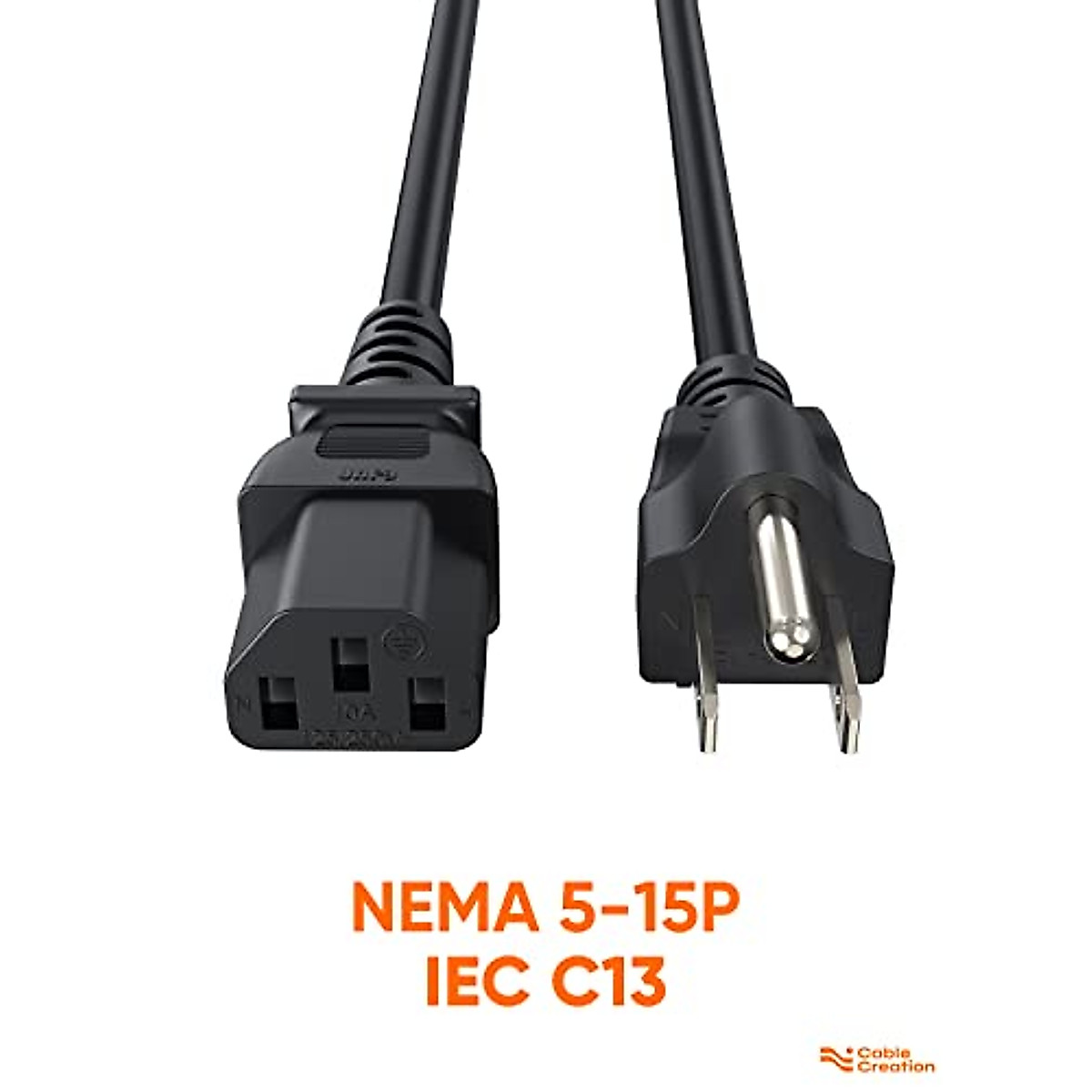 CableCreation [2-Pack 1 Feet 18 AWG Universal Power Cord for NEMA 5-15P to IEC320C13 Cable, 0.3M / Black
