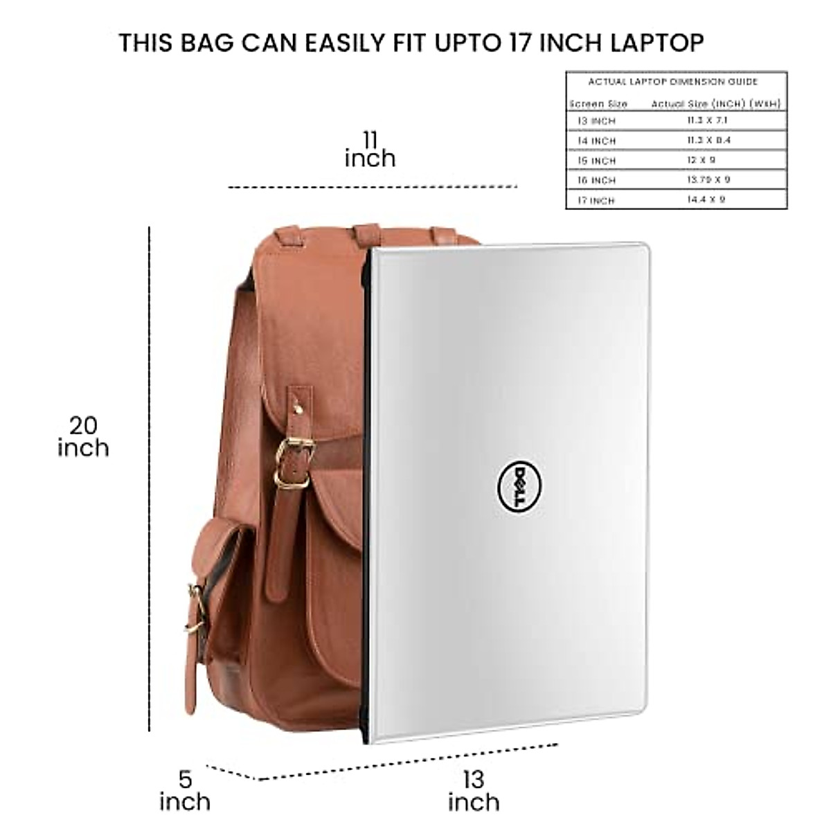 Handmade World Vintage Full Grain 20 Inch Tan Brown Leather Laptop Large Backpack Casual Bookbag Daypack Camping Travel Rucksack Knapsack