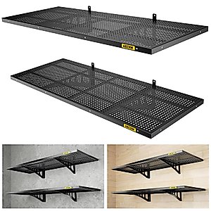 Aecxm 2pack-1.64x4ft Garage Storage Rack - Floating Wall Shelves, Heavy Duty, Sturdy, Wall Mounted (Black)