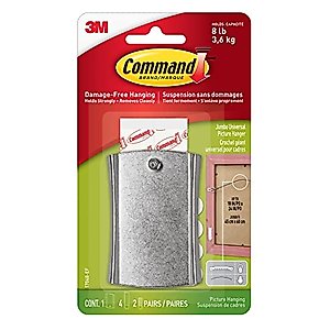 Command Universal Frame Hangers, Damage Free Hanging Picture Hangers, No Tools Frame Hanger for Living Spaces, 1 Metal Picture Frame Hanger and 4 Large Command Strips