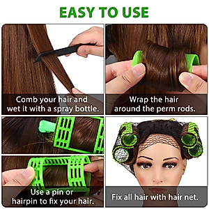 65 Pieces Magnetic Rollers Plastic Rollers Hair Curlers Set 4 Sizes for Long Medium Short Hair, Duck Hair Clips Hairnet Hairdressing Styling Tool