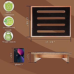 One Wood Step Stool for Adults&Seniors, with Non-Slip Rubber Stepping Surface, Portable Single Wooden Riser, 440 lb Carrying Capacity, Stepping Stool for Kitchen/Bathroom/Bedside