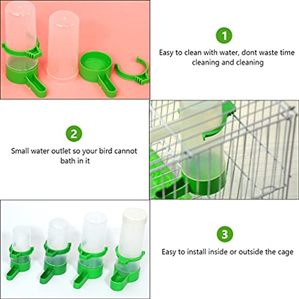 Balacoo 20pcs Bird Feeder Water Dispenser for Cage Automatic Bird Water Food Feeder for Cage Pet Parrot Budgie Lovebirds Cockatiel Feeder Cup Bowl Dish and M