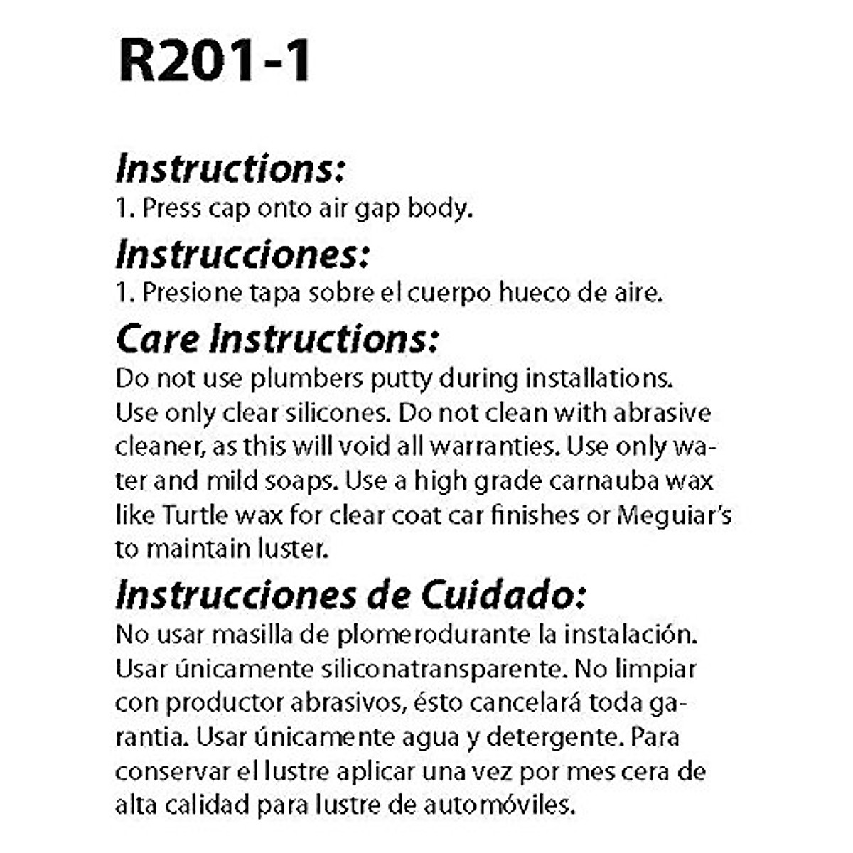 Westbrass R201-1-62 1-3/4" x 2-3/4" Solid Brass Air Gap Cap Only, Skirted, 1-Pack, Matte Black