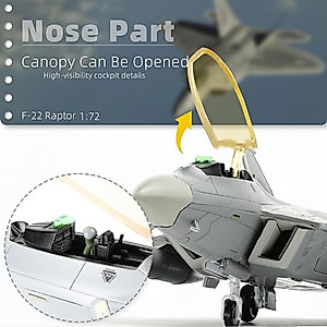 NUOTIE Classic USA F22 Raptor Fighter Attack Pre-Build Model 1:72 Aircraft Alloy Diecast Airplane Military Display Model Aircraft for Collection or Gift (FF 27th FS)