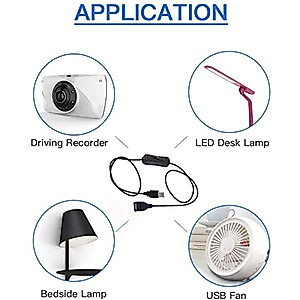 DFsucces USB Extension Cable 2Pcs with ON/Off Switch USB Male to Female Cable Support (Data and Power) for LED Desk Lamp, USB Fan, LED Strips etc