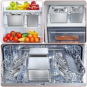 BBQMall Pizza Topping Station for Grill Cart, Universal Condiment Serving Container for Outdoor Grill Stand, Stainless Steel Seasoning Containers with Lid, 4 Compartment Trays for Prepping Ingredients