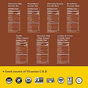 MadeGood Healthy Snacks Variety Pack, 40 Ct - Organic Assortment of Granola Bars, Granola Mini Snack Packs, Crispy Squares; Individually Wrapped Snacks