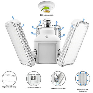 Olafus Motion Sensor LED Ceiling Light, 800LM Battery Operated Ceiling Light, 5000K Motion Activated Light for Closet Shower Room Stairs Hallway Bathroom, Orange