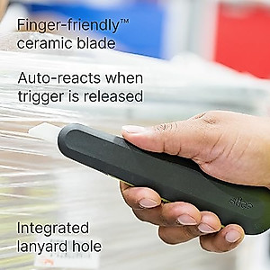 Slice 10563 Auto-Retractable Squeeze-Trigger Utility Knife, Safer Choice, Never Rusts, Lasts 11x Longer Than Metal, Finger Friendly Ceramic Blade, 1 Pack