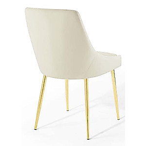 Modway Viscount Performance Velvet Dining Chairs - Set of 2, Gold Ivory