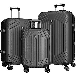 AnyZip Luggage Sets Expandable PC ABS 3 Piece Set Durable Suitcase with Spinner Wheels TSA Lock Carry On 20 24 28 Inch Gray