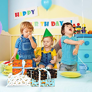 Mpanwen Construction Wrapping Paper for Boys Kids, 8 Sheets Large Truck Gift Wrap Tractor Wrapping Paper for Christmas Birthday Holiday - 27 x 39.5 Inches Per Sheet