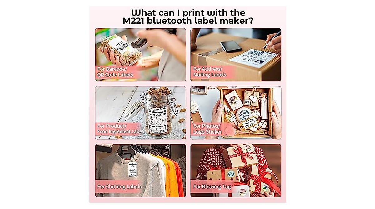 Phomemo Label Maker, Pink M221 Upgrade Barcode Label Maker, Portable ...