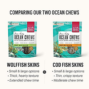 The Honest Kitchen Ocean Chews Crispy Cod Fish Skins Dog Treats, 5.5 Oz (Beams)