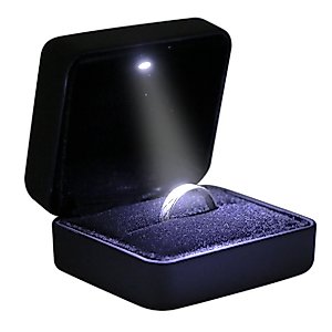Omeet Mini size Metal glossy with LED Jewelry Gift Box - Easy to fit into your pocket or handbag