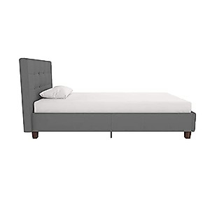 DHP Rose Upholstered Platform Bed with Button Tufted Headboard and Footboard, No Box Spring Needed, Twin, Gray Linen