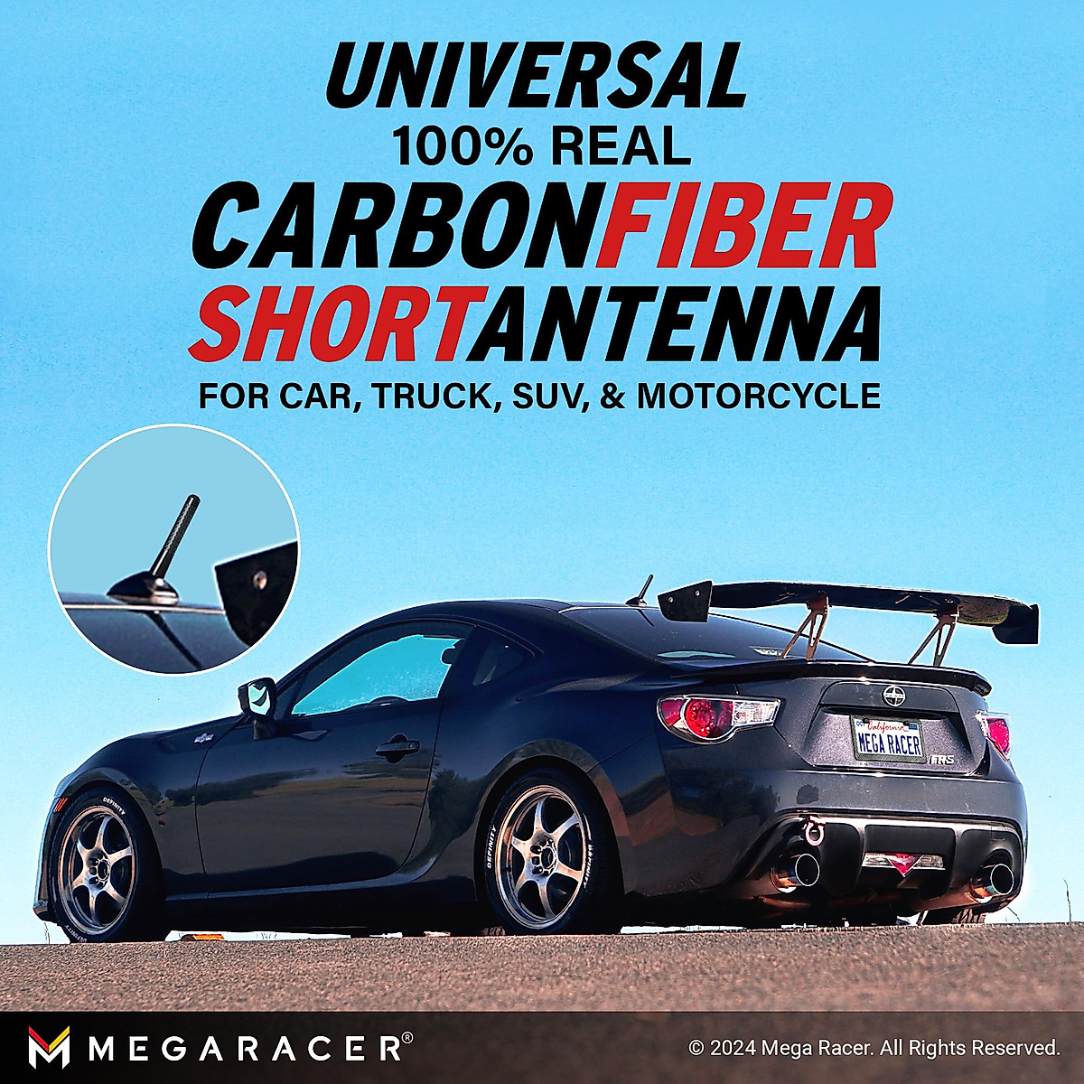 Universal Car Antenna Replacement | Truck Antenna | 3 Inch Carbon Fiber | Antena para Carro | Short Antenna for Truck | Billet Antenna for Car | Car Audio & Video Antennas | Auto Accessories | Black