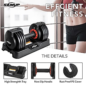 25/55 lbs Pair Adjustable Dumbbell Set, Fast Adjust Dumbbell Weight for Exercises Pair Dumbbells for Men and Women in Home Gym Workout Equipment, Dumbbell with Tray Suitable for Full Body