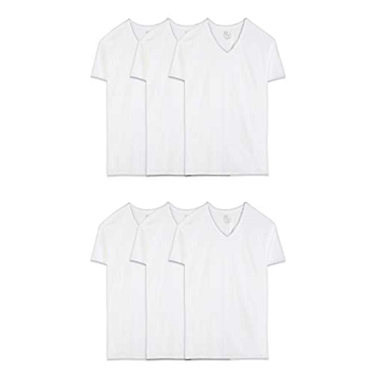 Fruit of the Loom mens Stay Tucked V-neck T-shirt T Shirt, Classic Fit - White 6 Pack, Large US